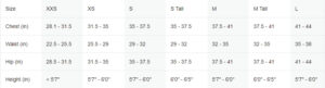 Nike Men’s Sizing Chart – EMI Corporate Apparel